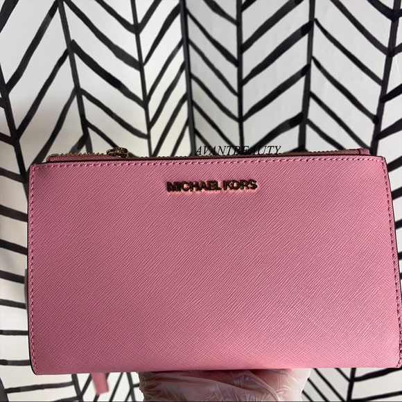Michael Kors | Bags | Michael Kors Double Zip Wristlet Wallet Pink Nwt ...